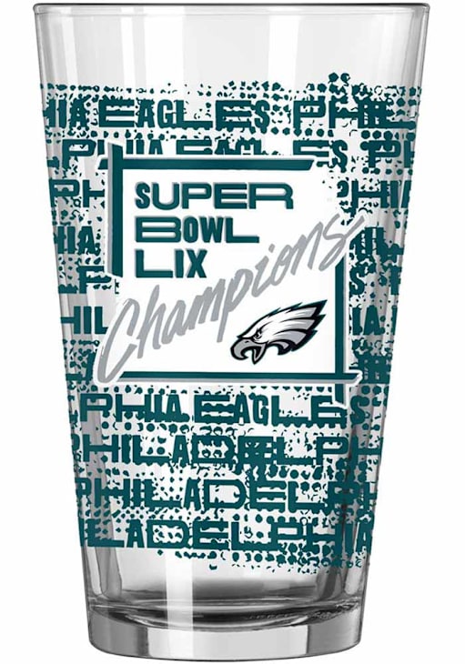 Philadelphia Eagles CLEAR 2024 Super Bowl Champions 16oz Roster Pint ...