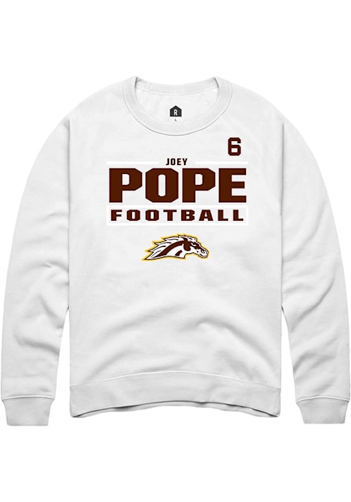 Joey Pope Western Michigan Broncos Mens White Football NIL Stacked Box ...