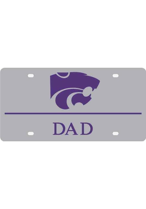 K-State Wildcats License Plate- K-State Wildcats Dad on Silver License Tag