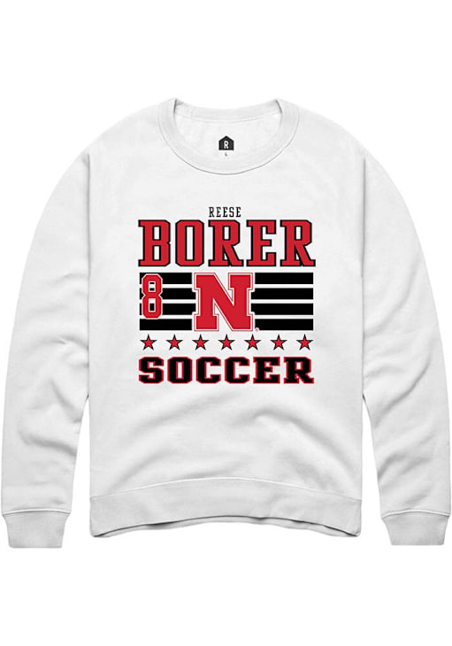 Reese Borer Mens White Nebraska Cornhuskers NIL Striped Player Crew ...