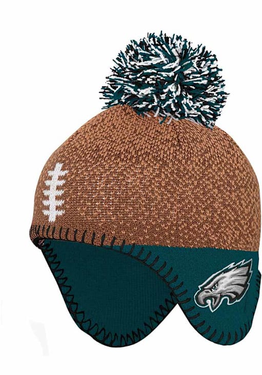 Philadelphia Eagles BROWN Football Head Youth Knit Hat - 133420454