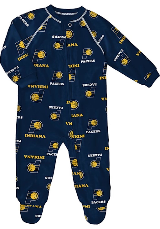 Indiana Pacers NAVY Baby Raglan Romper Pajamas - 133426916