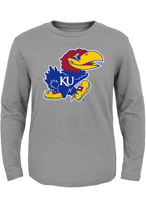 Kansas Jayhawks Boys Jayhawk Long Sleeve T-Shirt - Grey