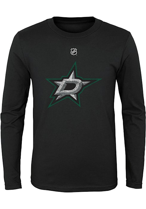 Dallas Stars Youth Black Distressed Logo Long Sleeve Tee