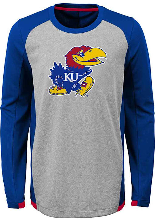 Kansas Jayhawks Youth Youth GREY Mainframe Long Sleeve Tee - 13349263