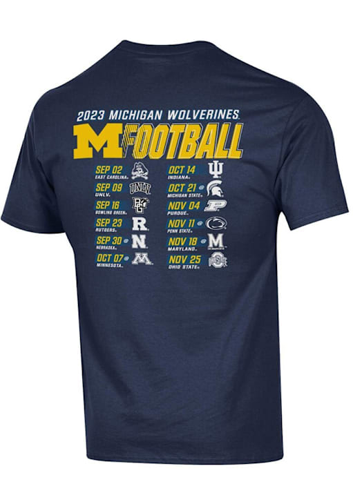 Champion Michigan Wolverines BLUE 2023 Football Schedule Short Sleeve T ...