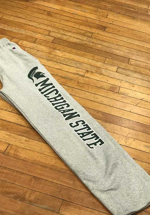 MSU Spartans Champion Grey Down Sweatpants