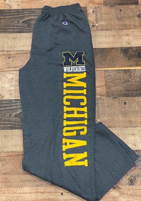 Michigan Wolverines Champion Charcoal Logo Wordmark Sweatpants