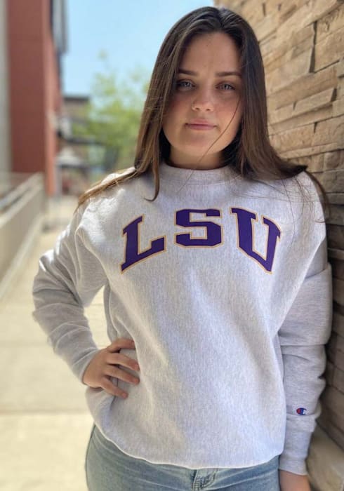 Champion LSU Tigers Reverse Weave Sweatshirt - Grey