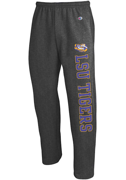 LSU Tigers Champion Charcoal Powerblend Open Bottom Sweatpants