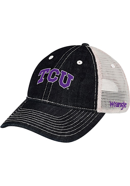 Wrangler TCU Horned Frogs DENIM Trucker Adjustable Hat - 150308495