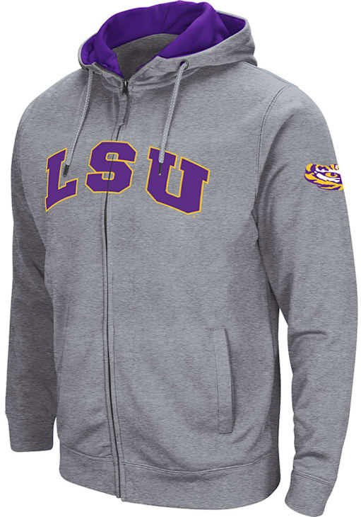 Colosseum LSU Tigers Mens Henry Fleece Full Zip - GREY