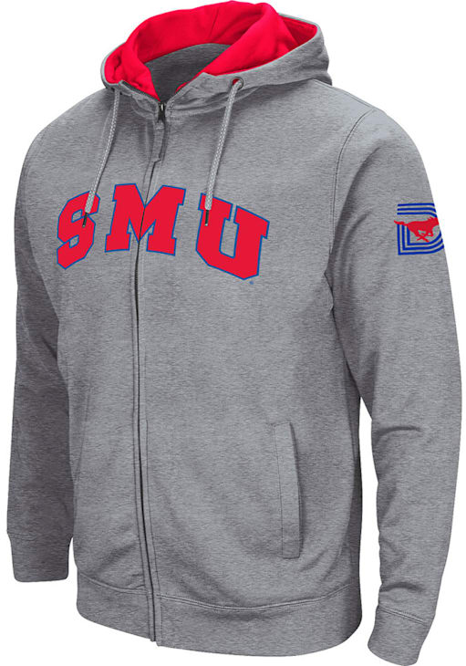 Colosseum SMU Mustangs Mens GREY Henry Fleece Full Zip - 150308818