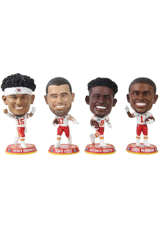 Kansas City Chiefs Red SB LVII Champs Bighead 4 pack Bobblehead - 16000016