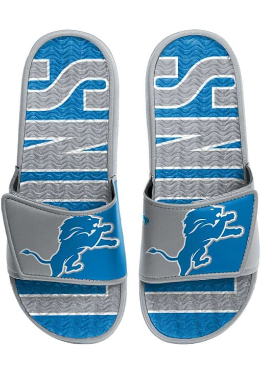 Detroit Lions BLUE Colorblock Big Logo Mens Slides - 16054837