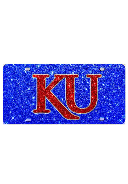 Kansas Jayhawks License Plate- Kansas Jayhawks BLUE Red KU Glitter ...