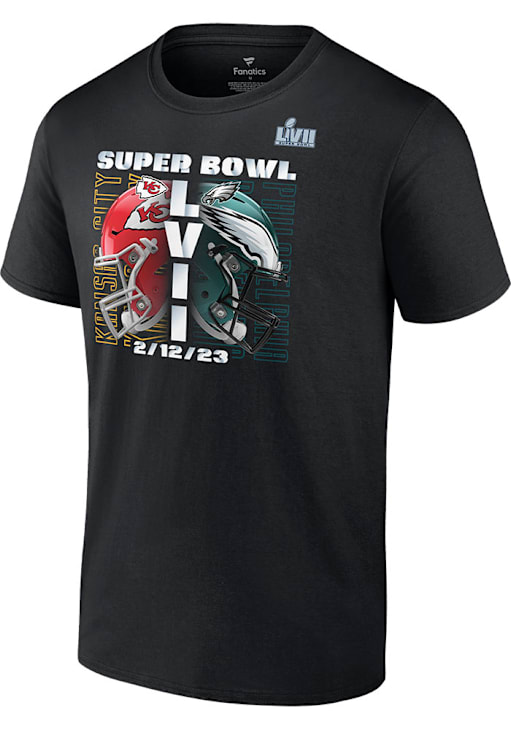 Kansas City Chiefs BLACK 2022 Super Bowl Helmet Match Up Short Sleeve T ...