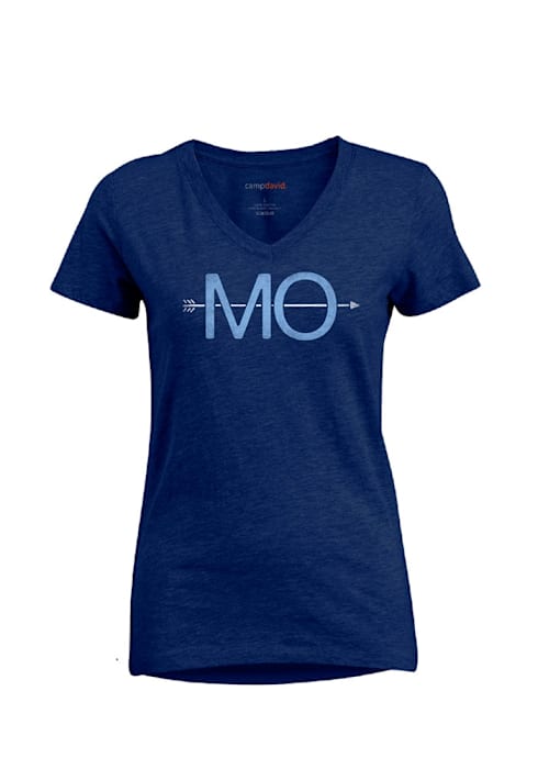 Missouri Womens Navy Blue Arrow Initials Short Sleeve T Shirt