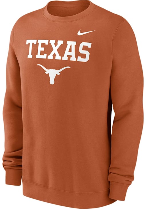 Nike Texas Longhorns Mens BURNTORANGE Primary Stack Crew Sweatshirt ...