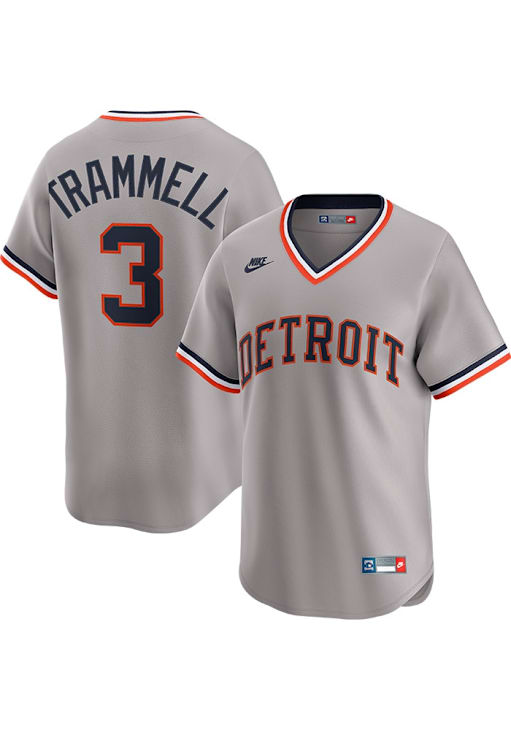Detroit Tigers Alan Trammell Nike GREY Throwback Cooperstown Jersey - 173213627