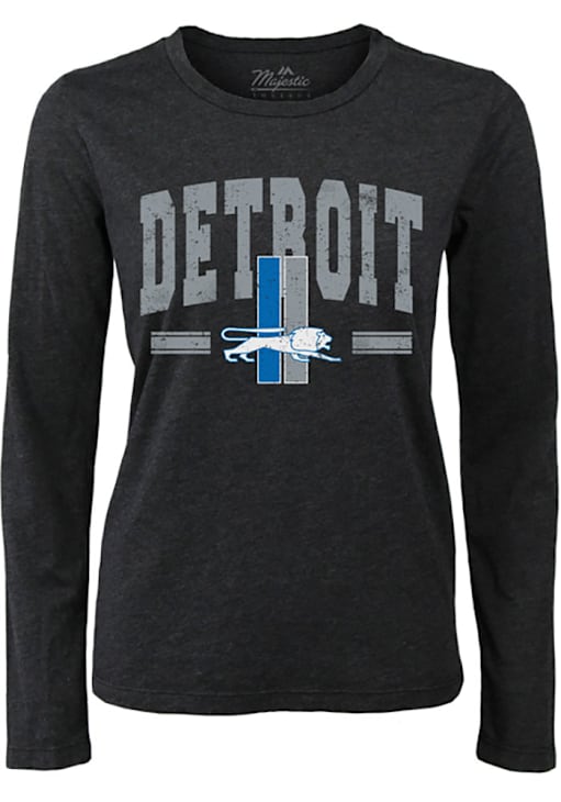 Detroit Lions BLACK Chalk Stripe Long Sleeve LS Tee - 18243672