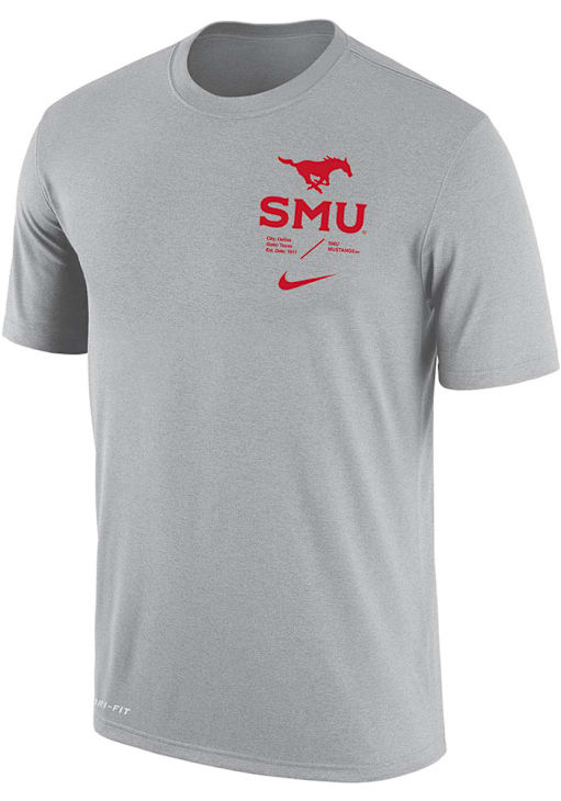 Nike SMU Mustangs GREY DriFIT Team Issue Short Sleeve T Shirt - 19864147