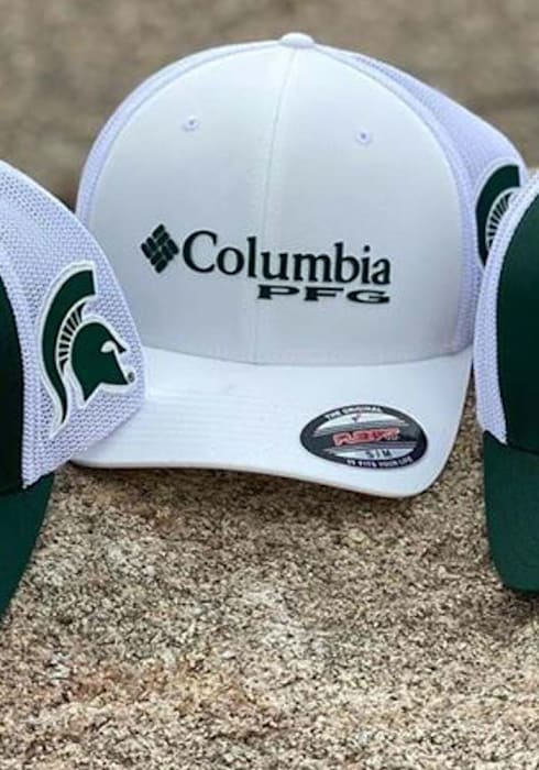 Michigan State Spartans CLG PFG Mesh White Columbia Flex Hat