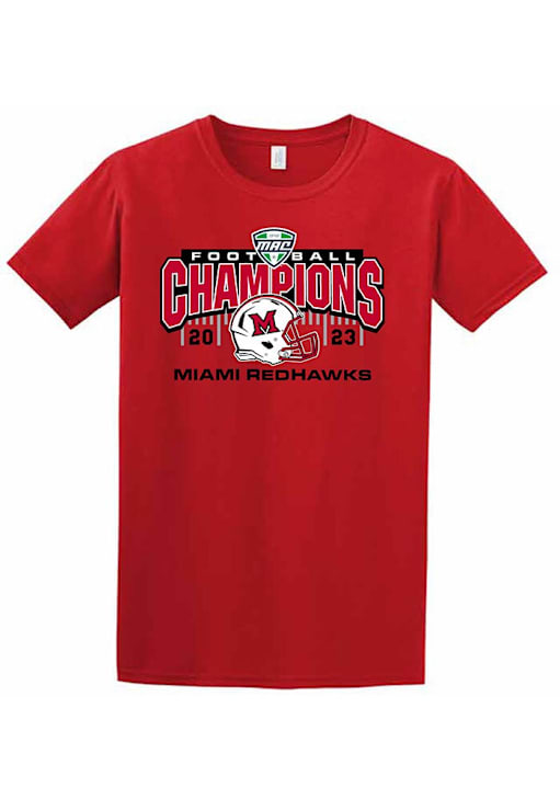 Miami RedHawks Red 2023 MAC Champions Locker Room Short Sleeve T Shirt ...