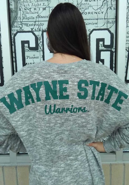 Wayne State Warriors Warriors Grey Cozy Long Sleeve LS Tee