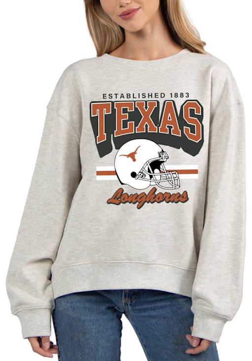 Texas Longhorns Womens ASH Old school Long Sleeve Crew Sweatshirt ...