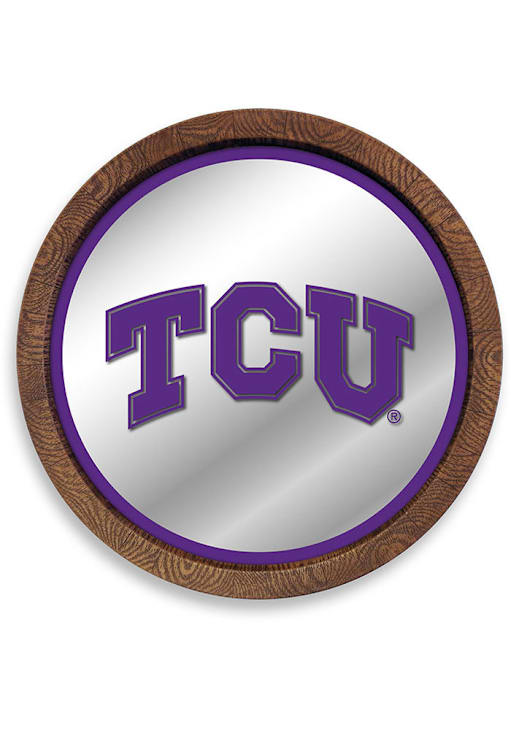 The Fan-Brand TCU Horned Frogs PURPLE Faux Barrel Top Mirrored Sign ...
