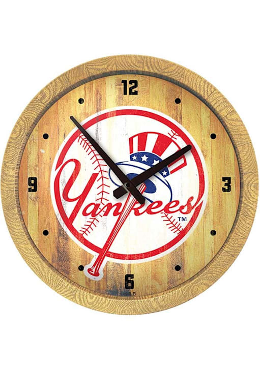New York Yankees GRAY Faux Barrel Top Wall Clock - 2217051