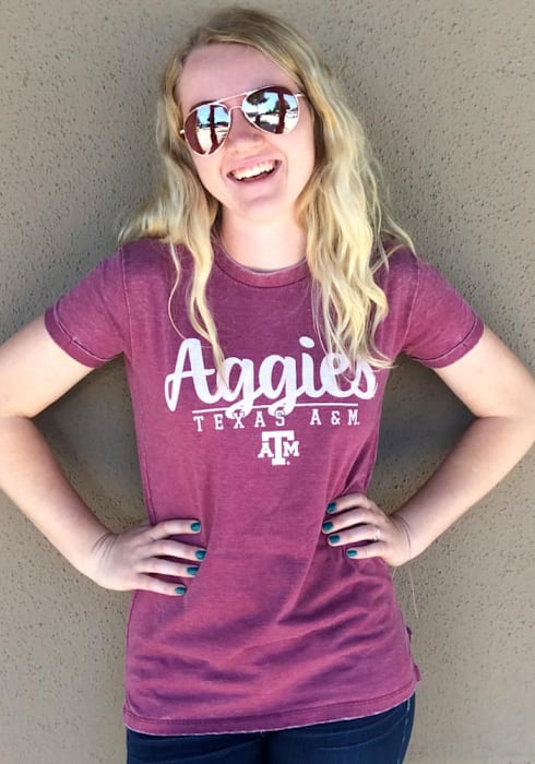 Texas A&M Aggies Womens Cherie Vintage Boyfriend Crew Neck T-Shirt - Maroon