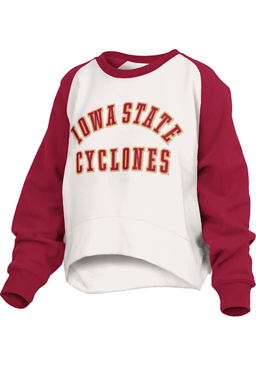 Iowa State Cyclones Pressbox Crew Sweatshirt Womens WHITE/CRIMSON Lotus ...
