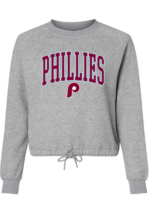 Philadelphia Phillies Womens GREY Boxy Long Sleeve Crew Sweatshirt ...
