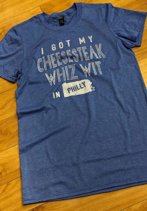 Philadelphia Blue Cheesesteak Whiz Wit Short Sleeve T Shirt