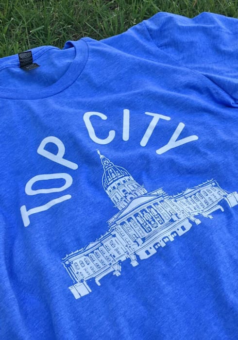 Topeka Blue Capitol Building Short Sleeve T Shirt