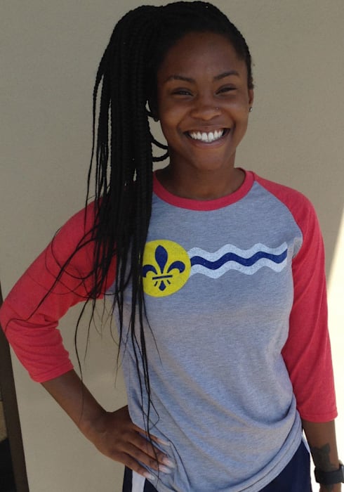 St Louis Grey City Flag Raglan 3/4 Sleeve T Shirt