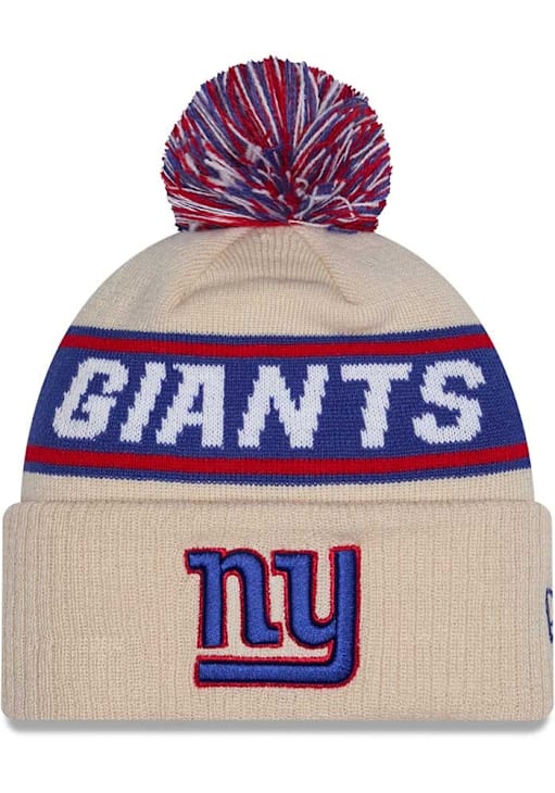New York Giants New Era CREAM DL Team Slogan Pom Cuff Knit Hat - 229301798