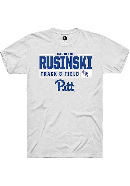 Caroline Rusinski White Pitt Panthers NIL Stacked Box Track Short ...