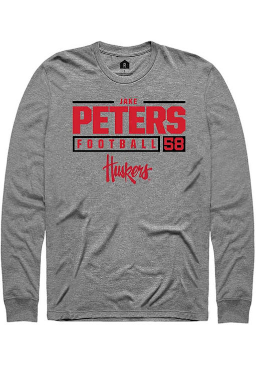 Jake Peters Mens GRAPHITE Nebraska Cornhuskers NIL Stacked Box Long ...