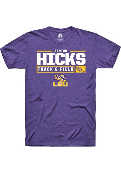 Ashton Hicks LSU Tigers Rally PURPLE NIL Stacked Box Short Sleeve T ...