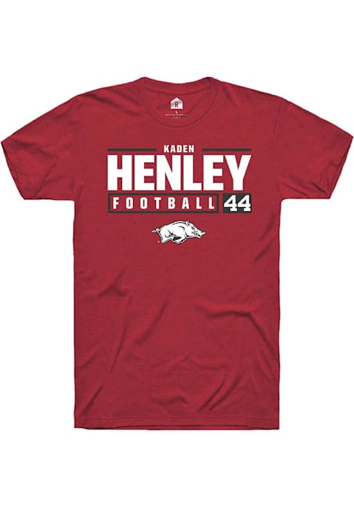 Kaden Henley Arkansas Razorbacks Rally Red NIL Stacked Box Short Sleeve ...