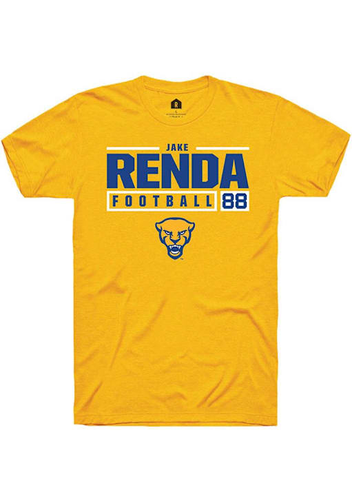 Jake Renda GOLD Pitt Panthers NIL Stacked Box Short Sleeve T Shirt ...
