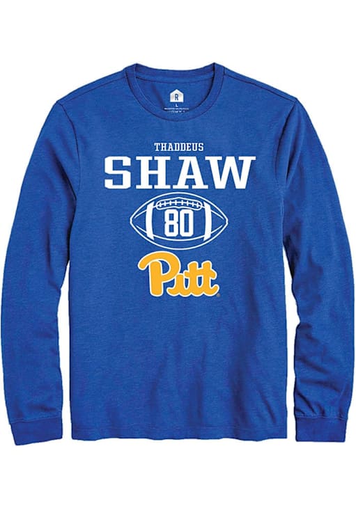Thaddeus Shaw Mens ROYAL Pitt Panthers NIL Sport Icon Long Sleeve T Shirt