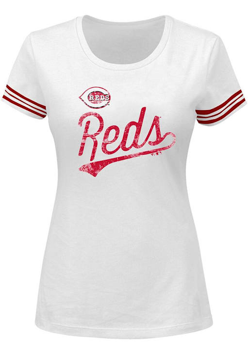 Cincinnati Reds Womens White Contrast T-Shirt - 2651858