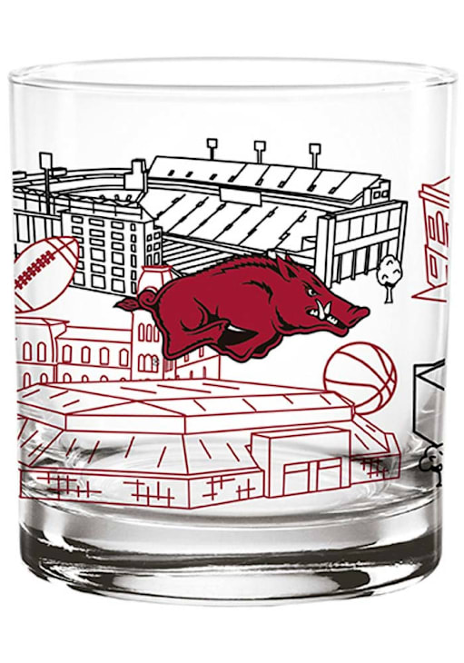 Arkansas Razorbacks Red 14oz Campus Line Art Rock Glass - 2841169