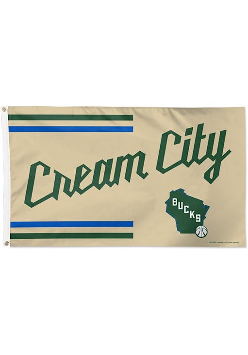Milwaukee Bucks 2025 City Edition 3x5 Grommet DARKGREEN Silk Screen ...