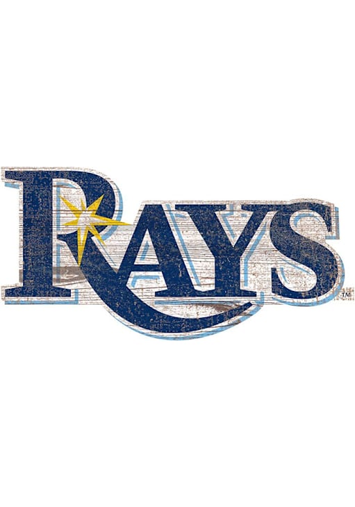 Tampa Bay Rays Distressed Logo Cutout Sign NAVY - 32620458