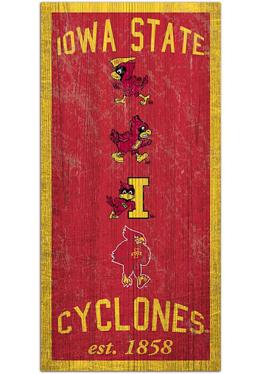 Iowa State Cyclones 6X12 Heritage Logos Sign Red - 32620683